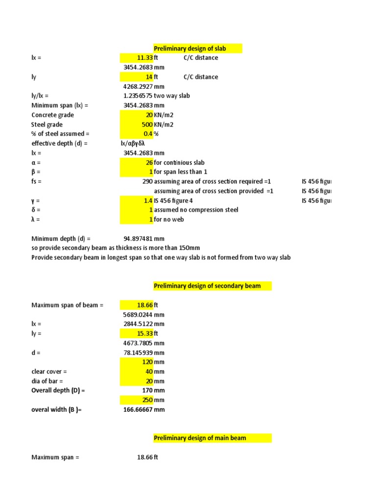 Preliminary Design of Slab | PDF | Beam (Structure) | Architectural ...