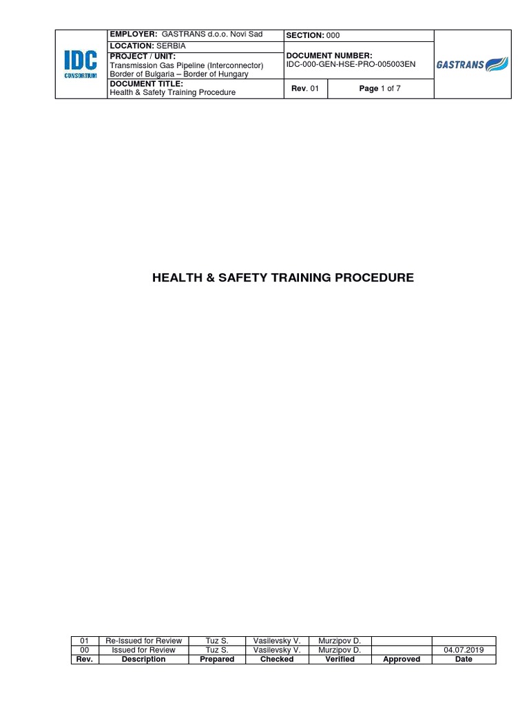 Health & Safety Training Procedure | PDF | Personal Protective ...