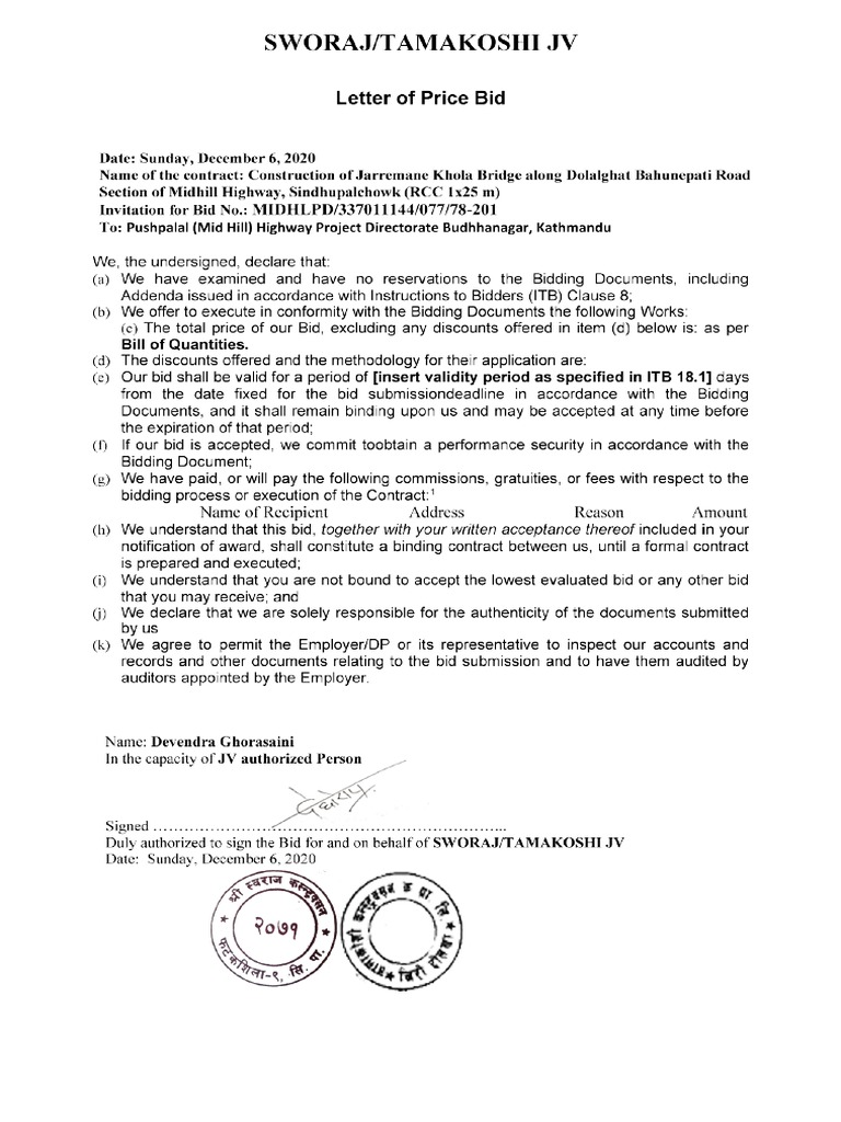 Price Bid PDF | PDF