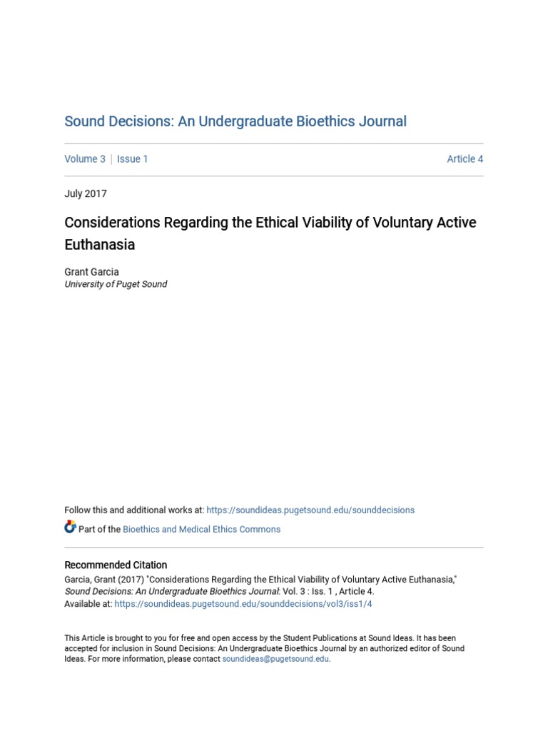 The Ethical Viability of Voluntary Active Euthanasia | PDF | Autonomy | Bioethics