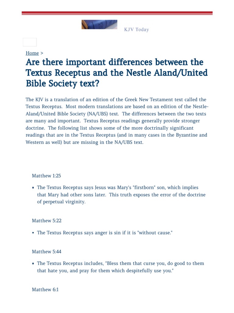 Textus Receptus | PDF | First Epistle Of John | Gospel Of Matthew