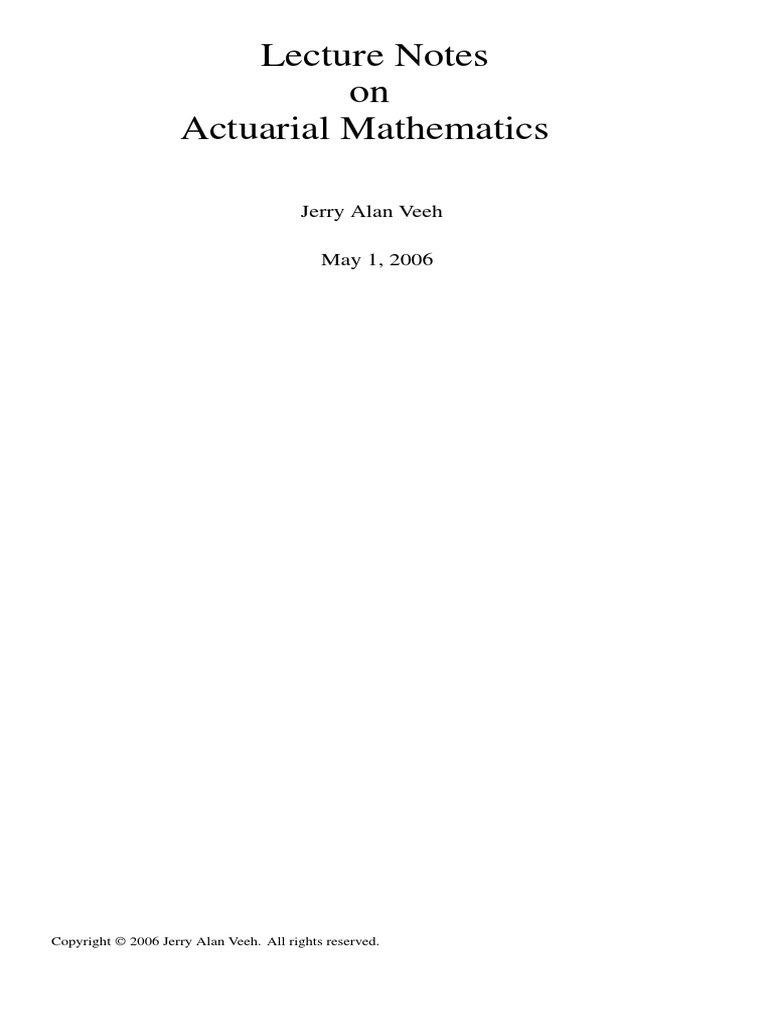 Actuarial Science Lecture Note | PDF | Present Value | Interest