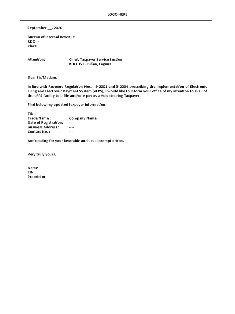 Letter of Intent BIR-eFPS | PDF