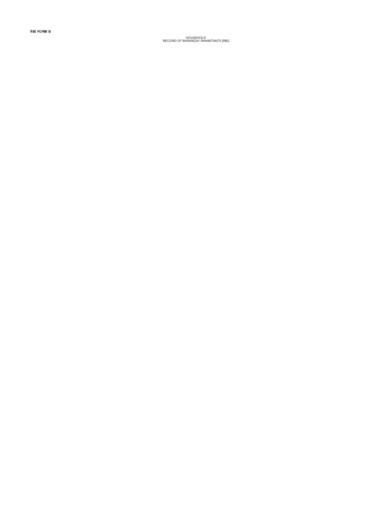 Rbi Form B: Household Record of Barangay Inhabitants (Rbi) | PDF ...