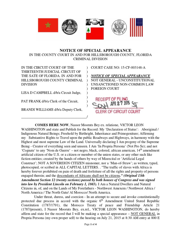 Notice of Special Appearance | PDF | Nationality | Pro Se Legal ...