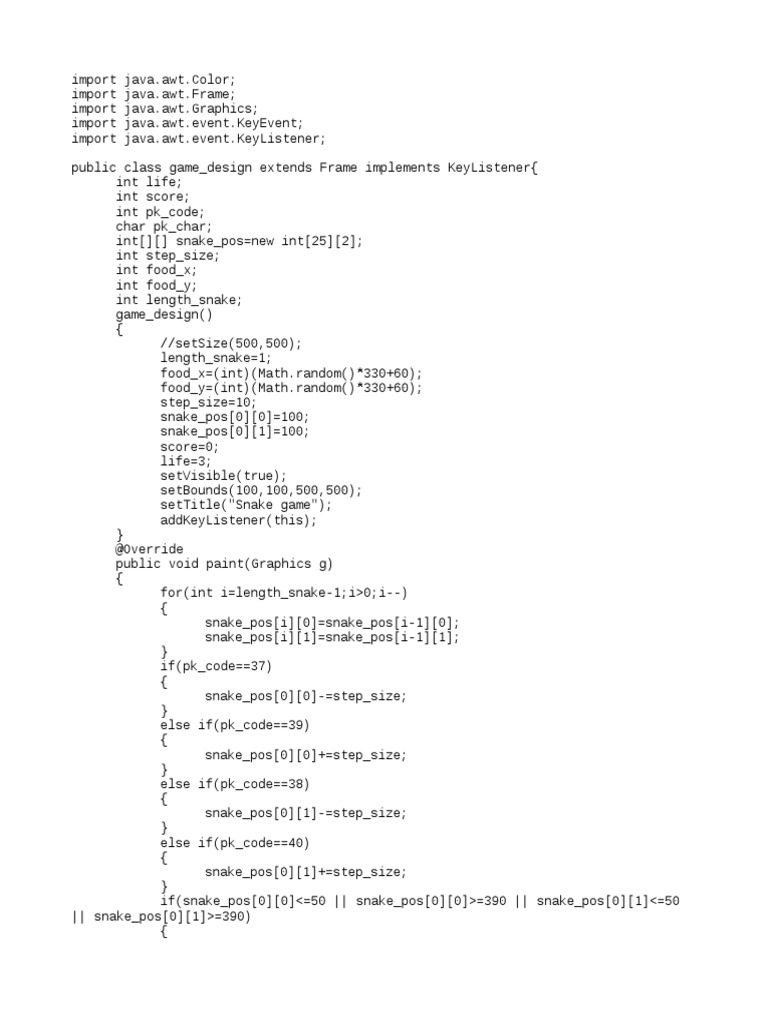 Snake Code | PDF | Computer Programming | Software Engineering