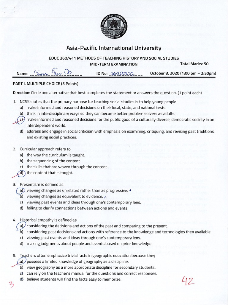Mid Term Exam Paper | PDF