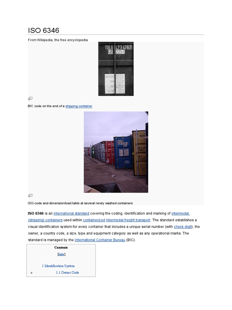 ISO 6346 Container Number Guide | PDF | Encodings | Notation