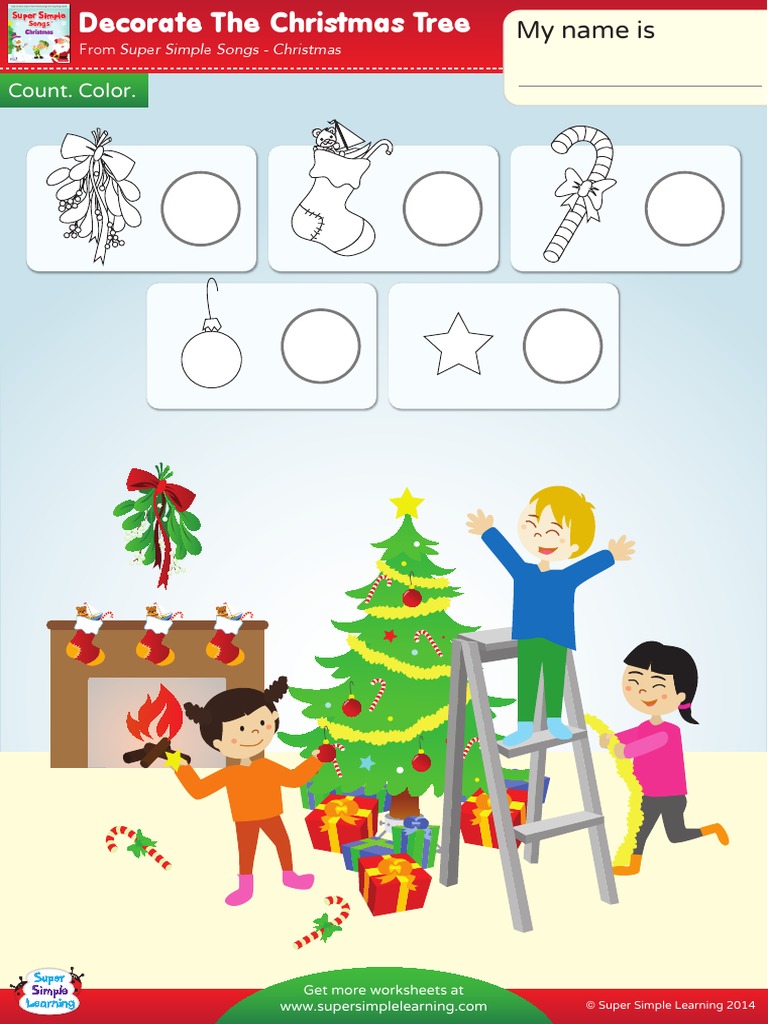 Decorate The Christmas Tree Worksheet Count Color | PDF