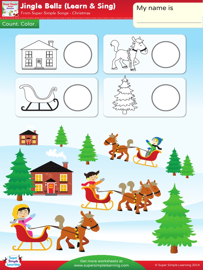 Jingle Bells Worksheet Count and Color | PDF