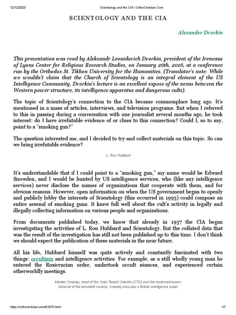 Scientology and The CIA | PDF | Aleister Crowley | Central Intelligence ...