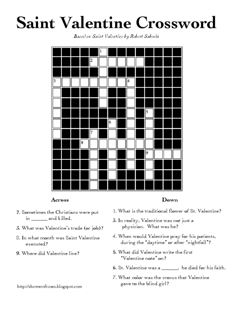 Saint Valentine Crossword Answers | PDF