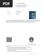 Tamil Nadu Police Verification Certificate | PDF