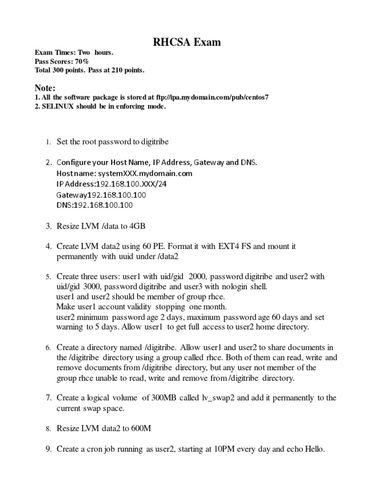 RHCSA Exam PDF | PDF | Superuser | File Transfer Protocol