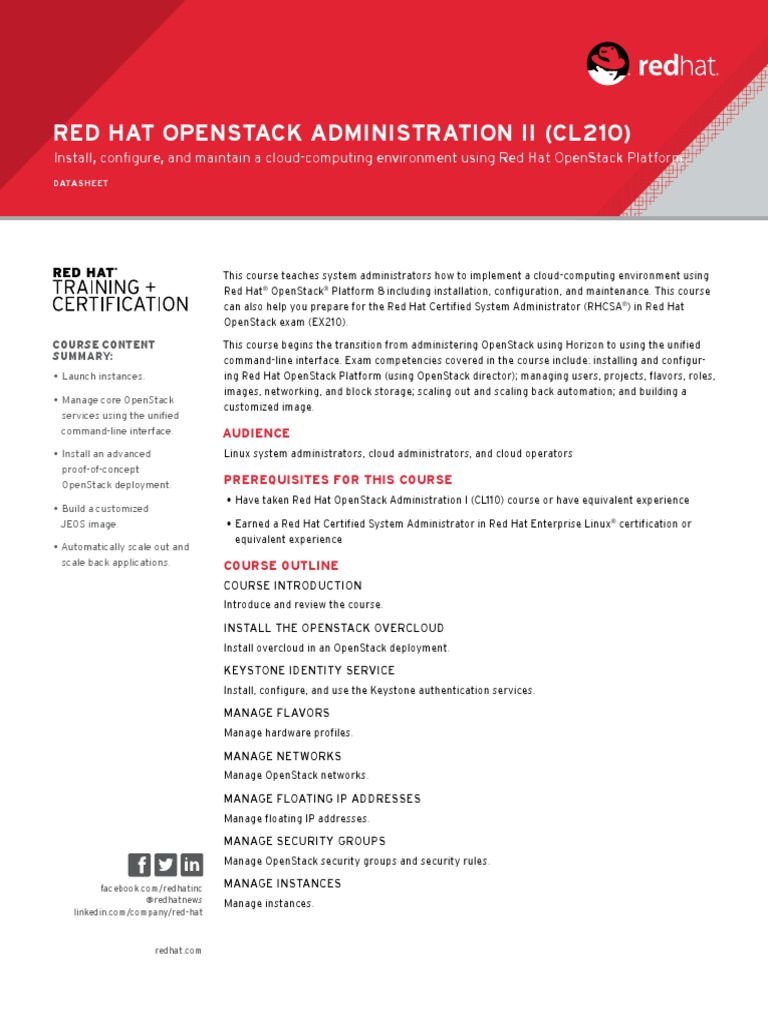 Red Hat Openstack Administration Ii (Cl210) | PDF | Open Stack | Red Hat