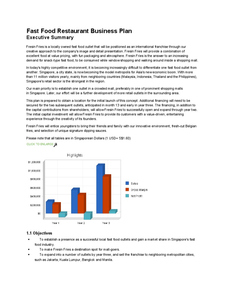 Fast Food Restaurant Business Plan: Executive Summary | PDF | Fast Food ...