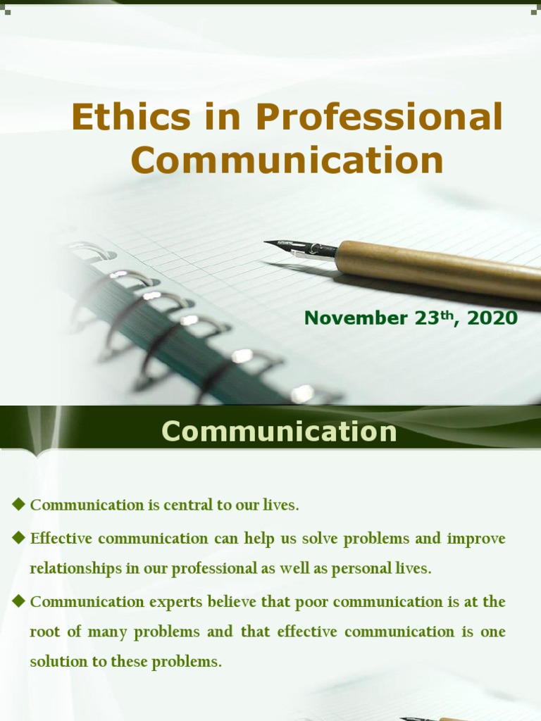 Ethics in Professional Communication | PDF | Business Ethics ...