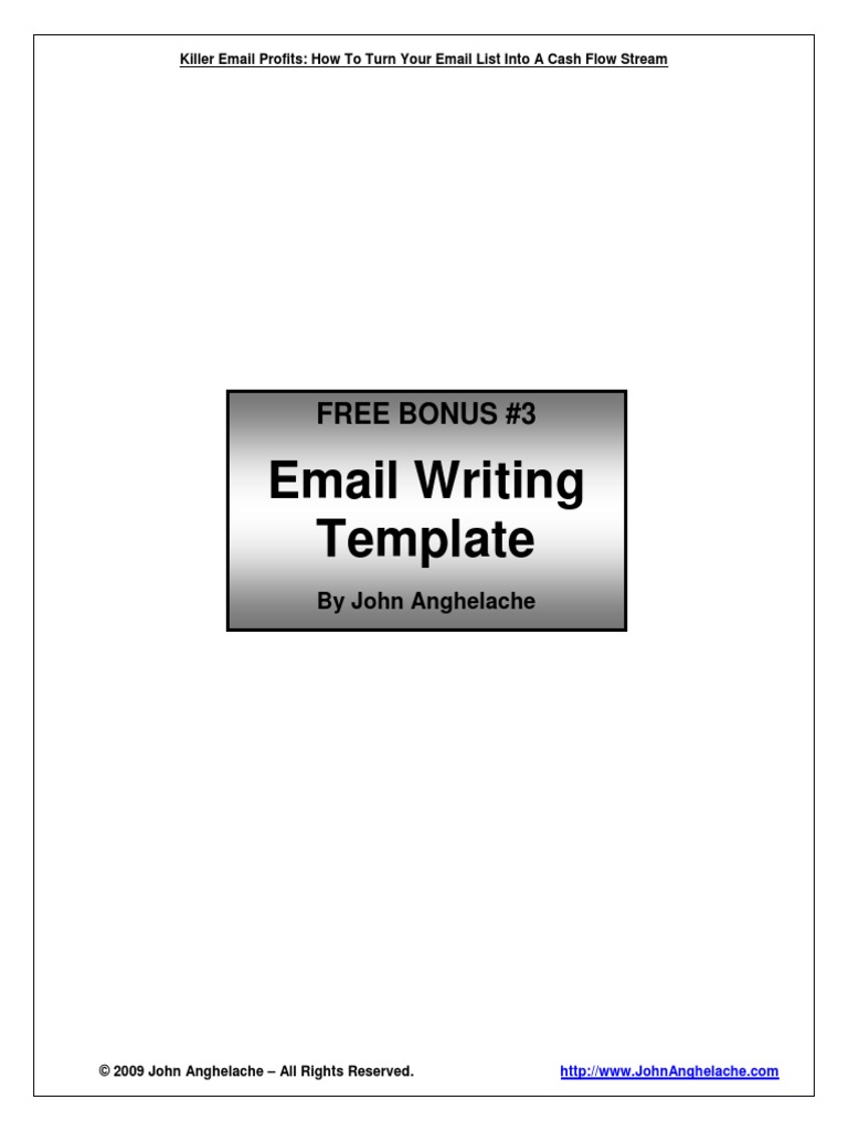 Email Writing Template: Free Bonus #3 | PDF | Copyright | Publishing