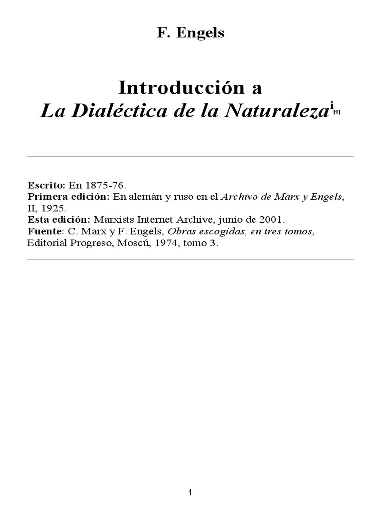 Dialectica de La Naturaleza-F.Engels | PDF | Importar | Dom