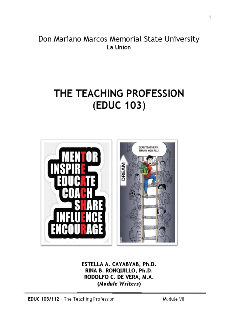 MODULE-9, Educ 103, 112, Final | PDF | Profession | Teachers
