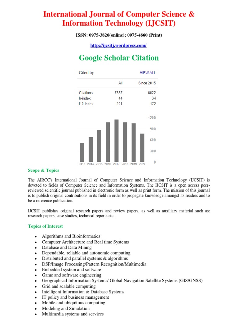 IJCSIT CFP | PDF | Academic Journal | Information System