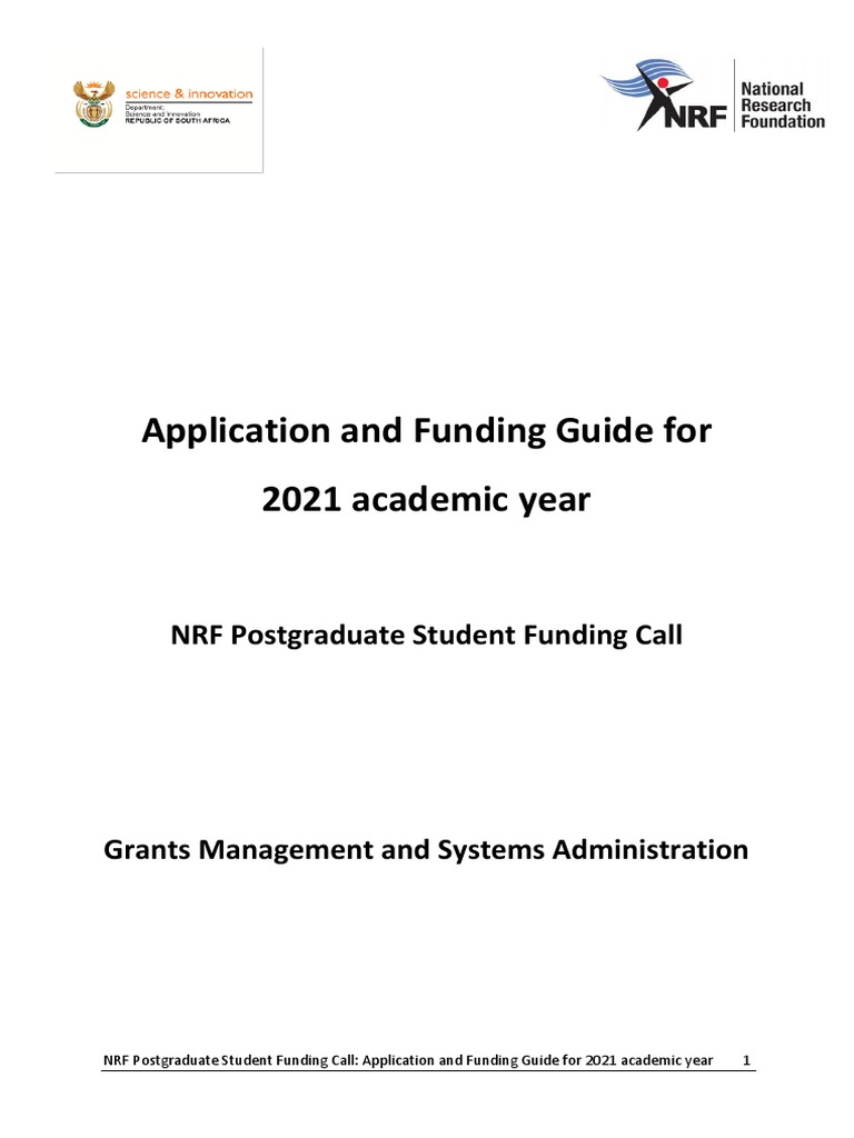 NRF Postgraduate Scholarships Application and Funding Guide 2021 | PDF ...