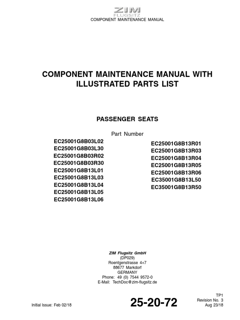 Component Maintenance Manual With Illustrated Parts List: Passenger ...
