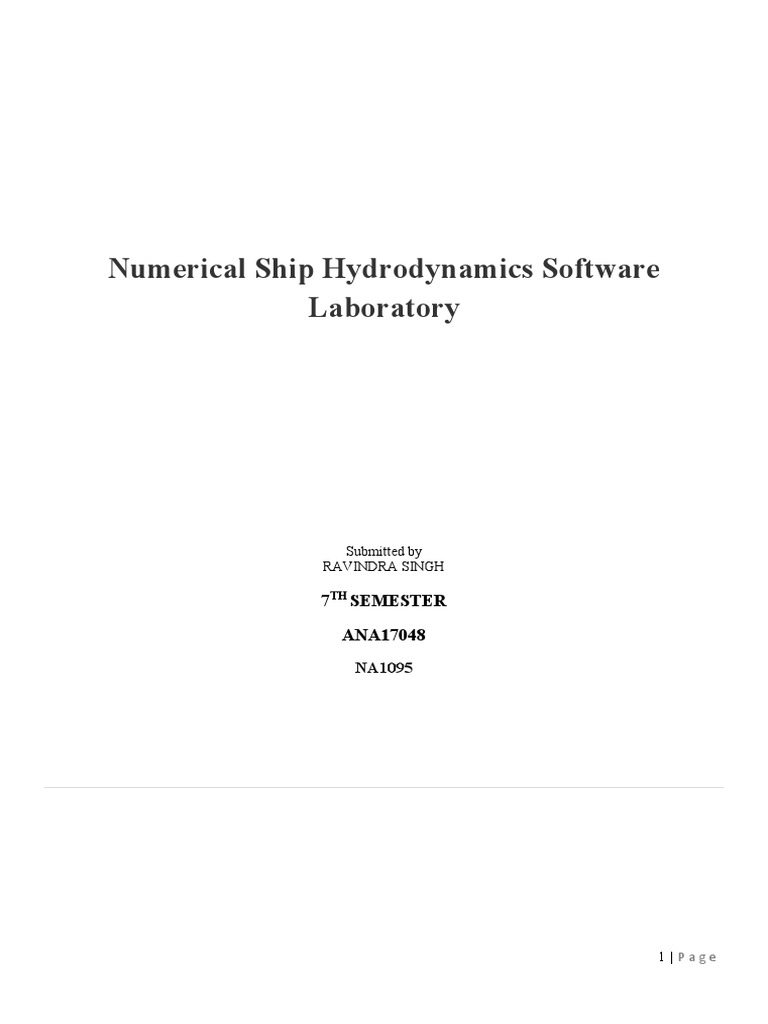 Numerical Ship Hydrodynamics Software Laboratory: 7 Semester ANA17048 | PDF