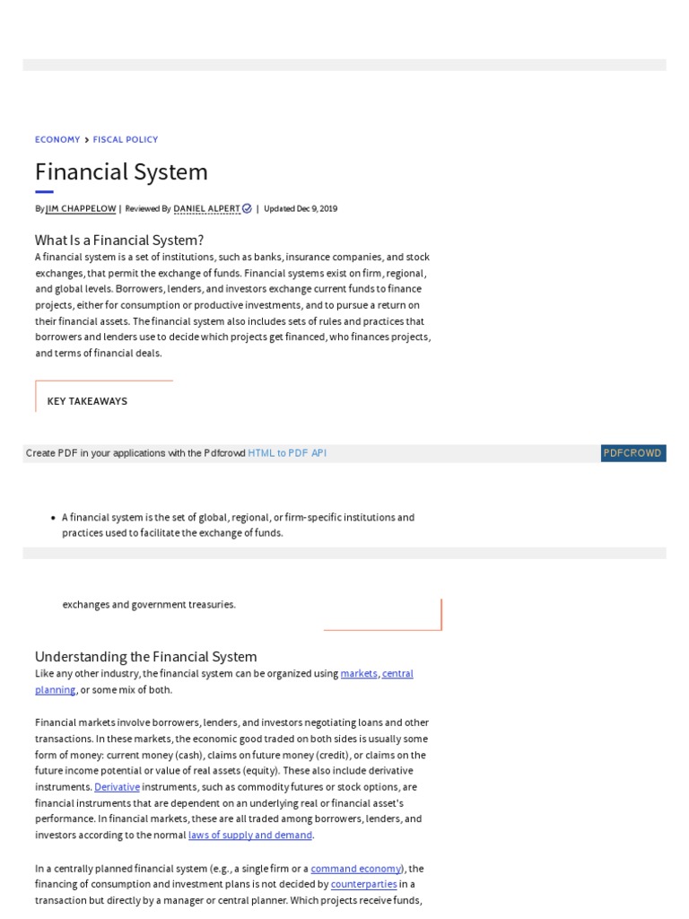 What Is A Financial System? | PDF