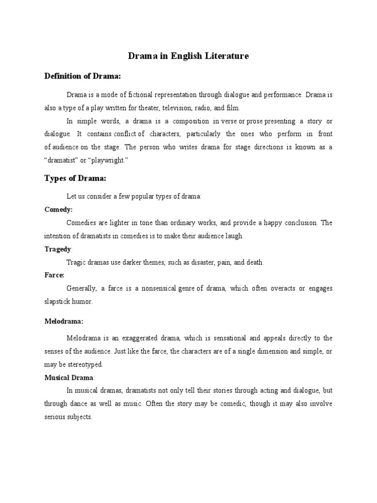 Introduction to Drama in Literature | PDF | Comedy | Play (Theatre)