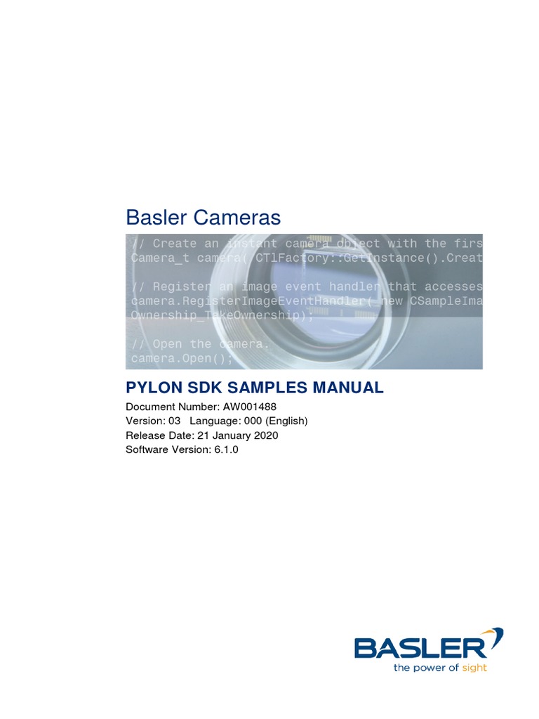 Basler AW00148803000 Pylon SDK Samples Manual | PDF | C++ | Pointer ...