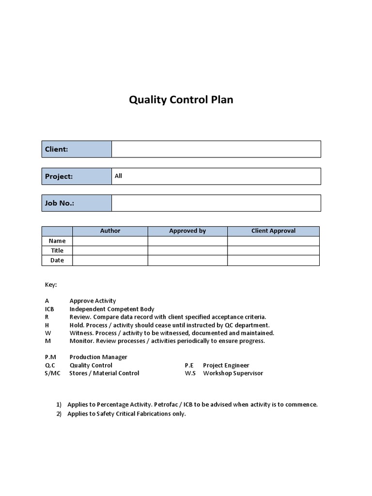 Quality Control Plan: Client | PDF | Specification (Technical Standard ...