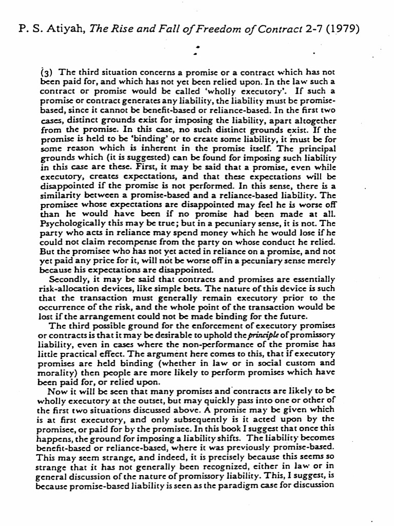 P.S Atiyah Rise and Fall of Freedom of Contract | PDF | Value (Ethics ...