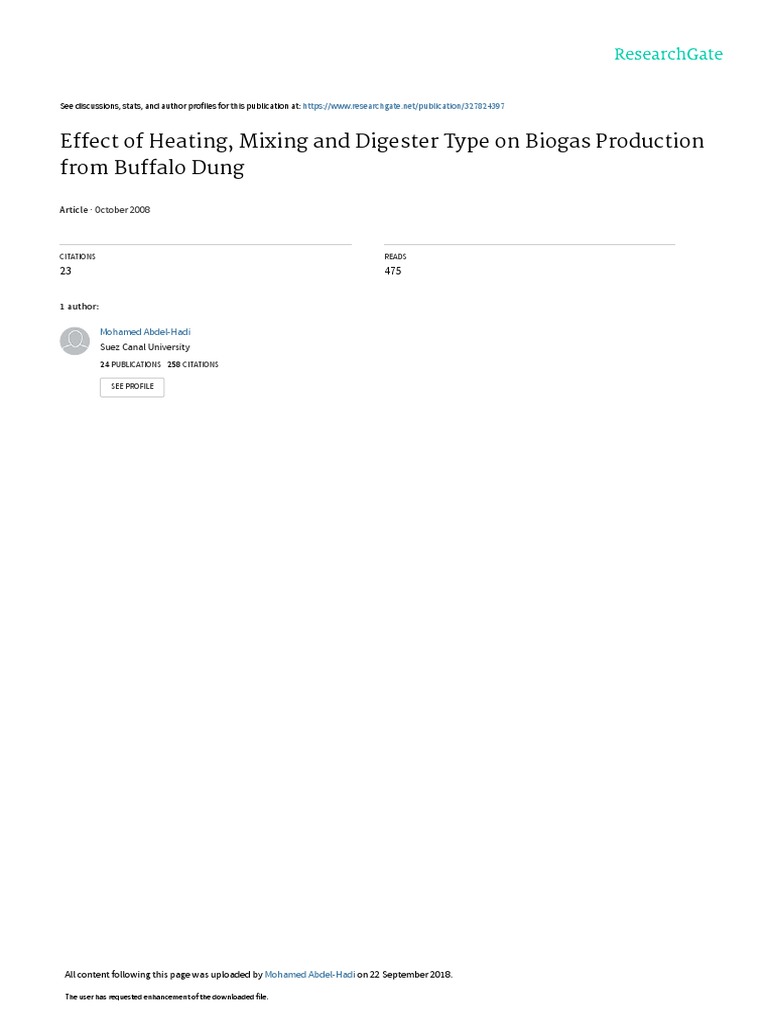 Effect of Heating, Mixing and Digester Type On Biogas Production From ...