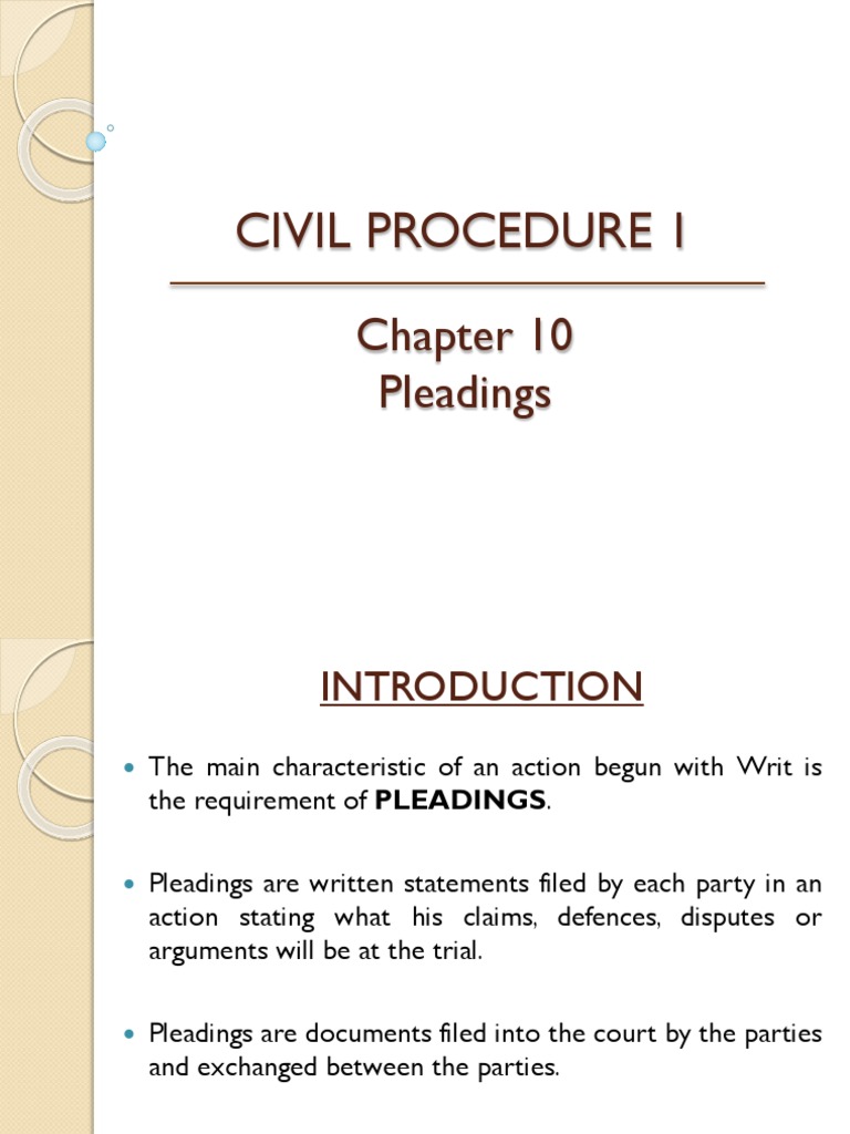 Civil Procedure 1: Pleadings | PDF | Pleading | Cause Of Action