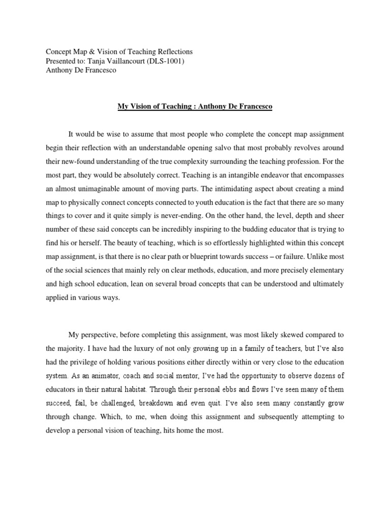 Vision of Teaching | PDF | Inclusion (Education) | Concept