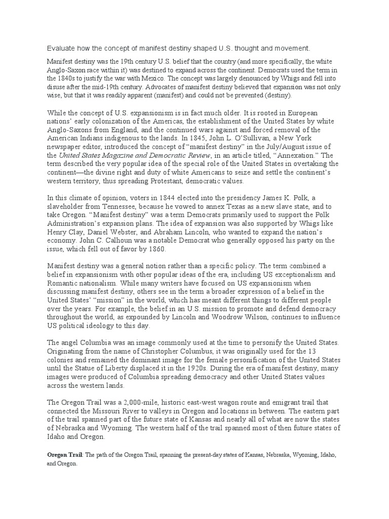 Manifest Destinyusa 3 | PDF | Oregon Trail | The United States