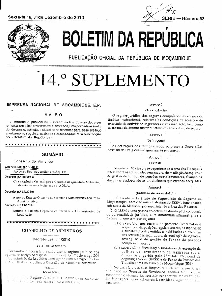 Boletim Da Republica NR 52 Parte I | PDF