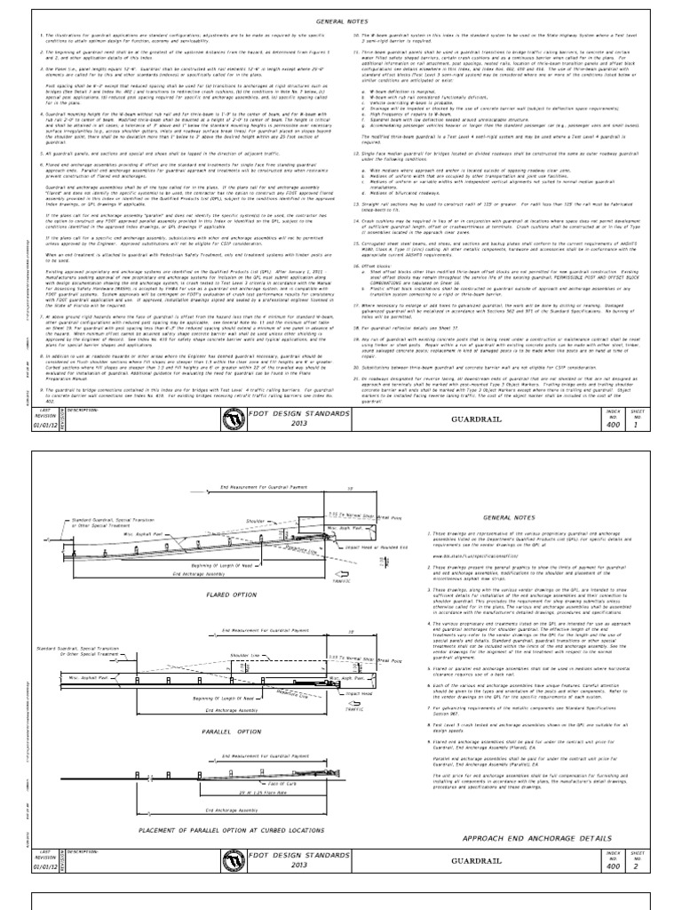 FDOT Guardrail Design Standards | PDF | Transport | Land Transport