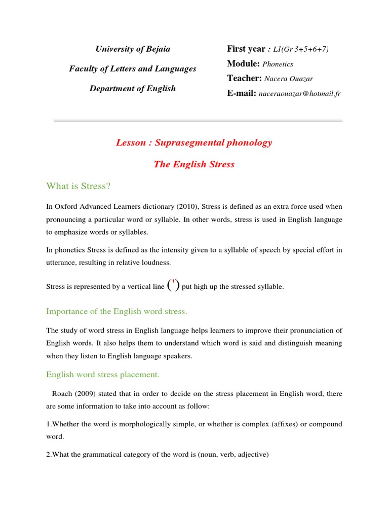 Understanding English Word Stress: A Lesson on the Rules and Importance ...