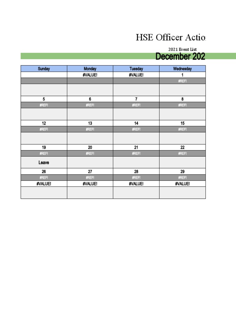 Dynamic Monthly Calendar - Sample - Template | PDF