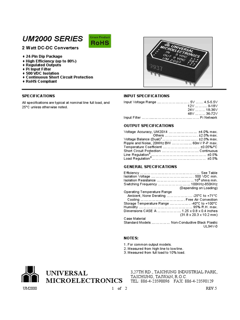 Um2000 Series: Universal Microelectronics | PDF | Power Supply ...