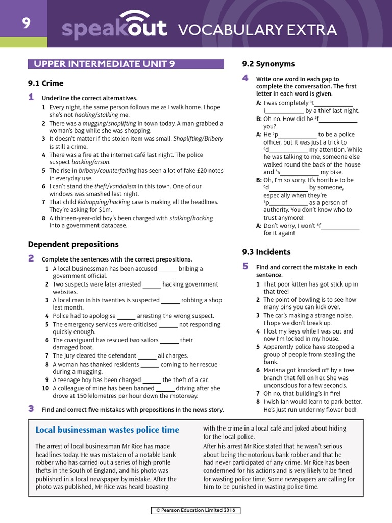 Speakout Vocabulary Extra Upper Intermediate Unit 9 | PDF | Crossword ...