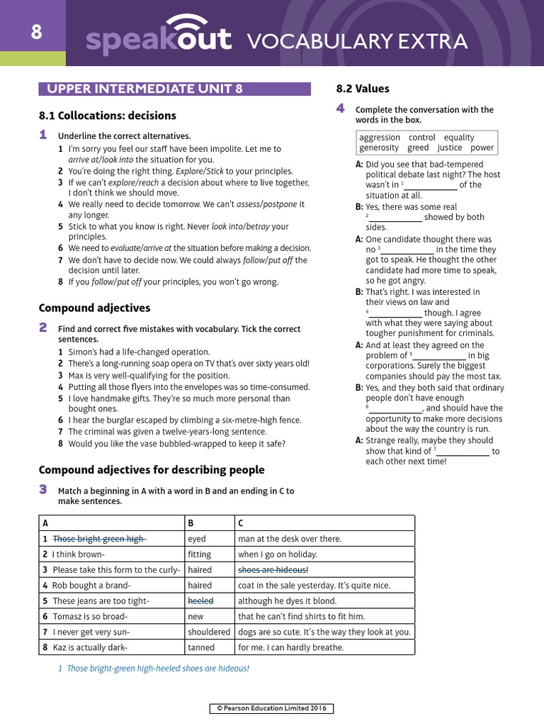 Speakout Vocabulary Extra Upper Intermediate Unit 8 | PDF | Crossword | Adjective