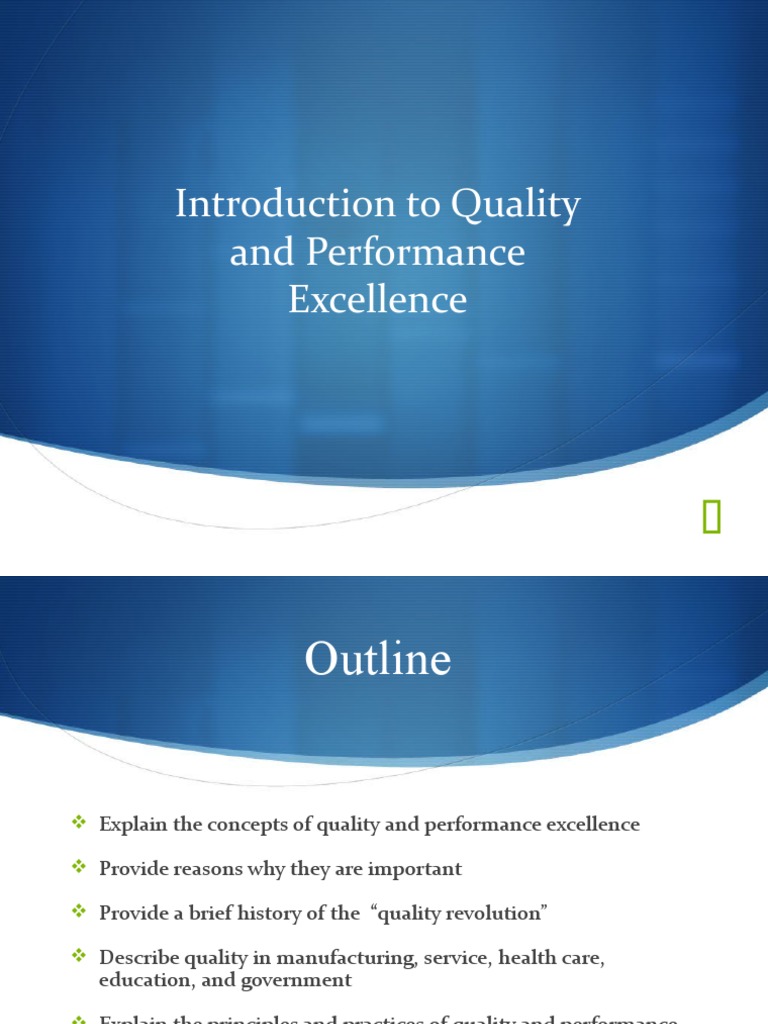 Quality and Performance Excellence Overview | PDF | Goal | Leadership