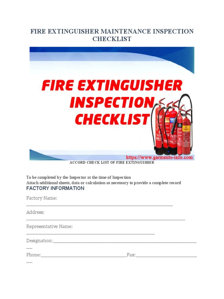 Fire Extinguisher Inspection Checklist | PDF
