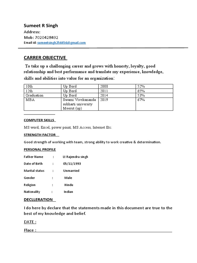 Sumeet R Singh Resume and Profile | PDF