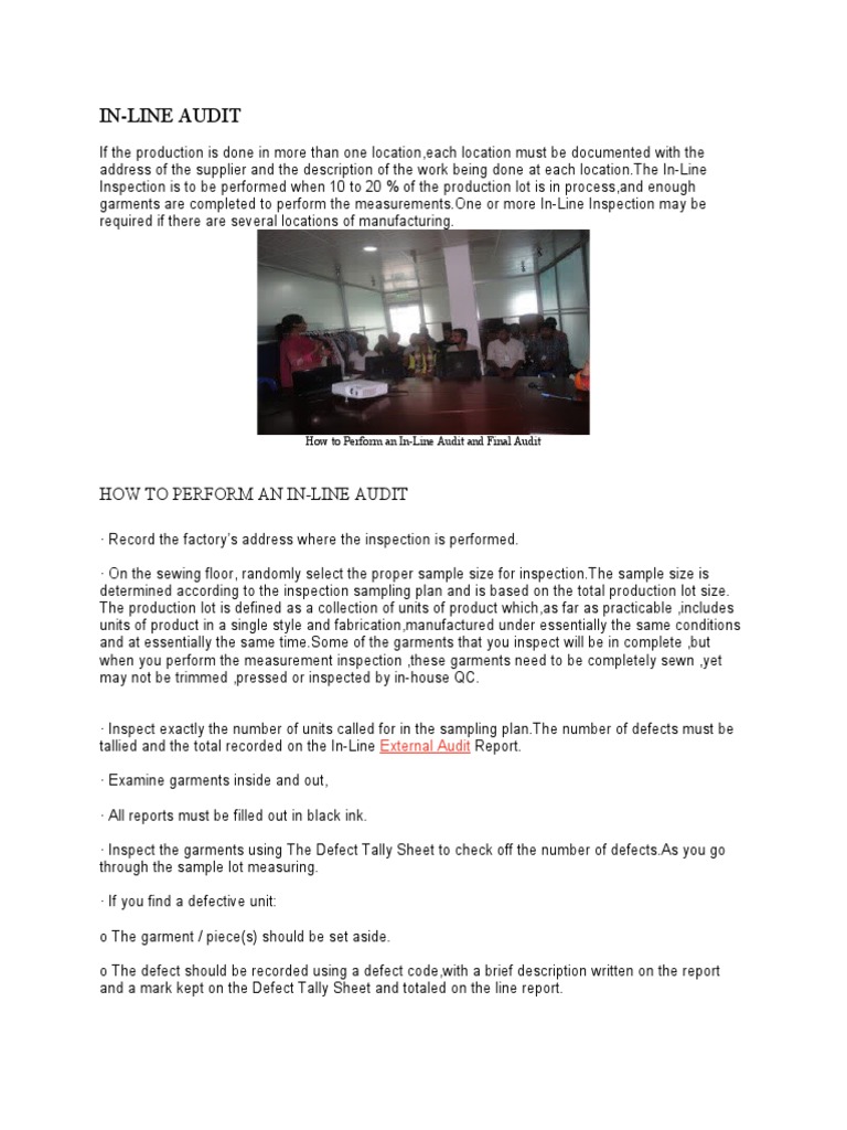 How To Perform An In-Line Audit | PDF | Sewing | Audit