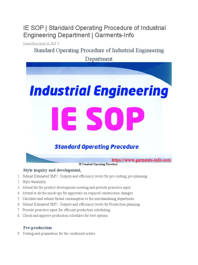 IE SOP - Standard Operating Procedure of Industrial Engineering ...