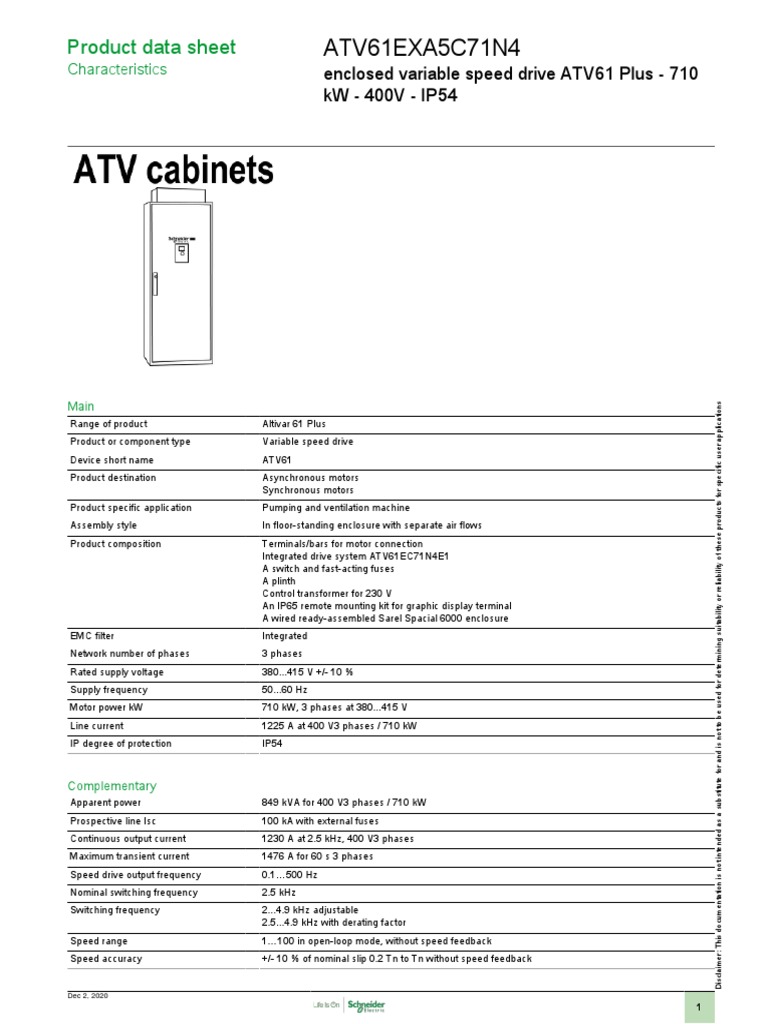 Altivar 61 Plus - ATV61EXA5C71N4 | PDF | Electric Motor | Relay